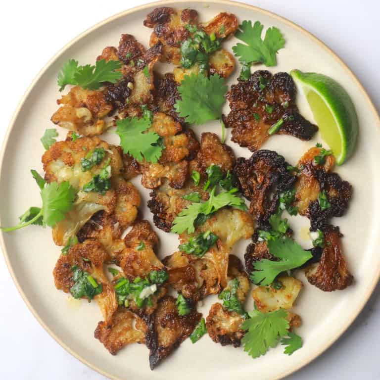Crispy Smashed Cauliflower with Cilantro Lime Dressing - I Hacked Diabetes