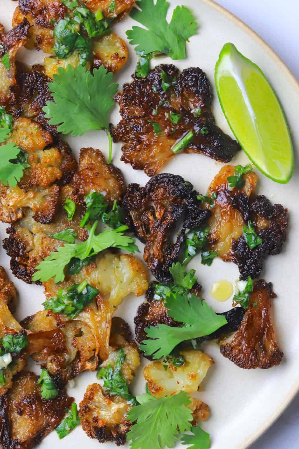 Crispy Smashed Cauliflower with Cilantro Lime Dressing - I Hacked Diabetes