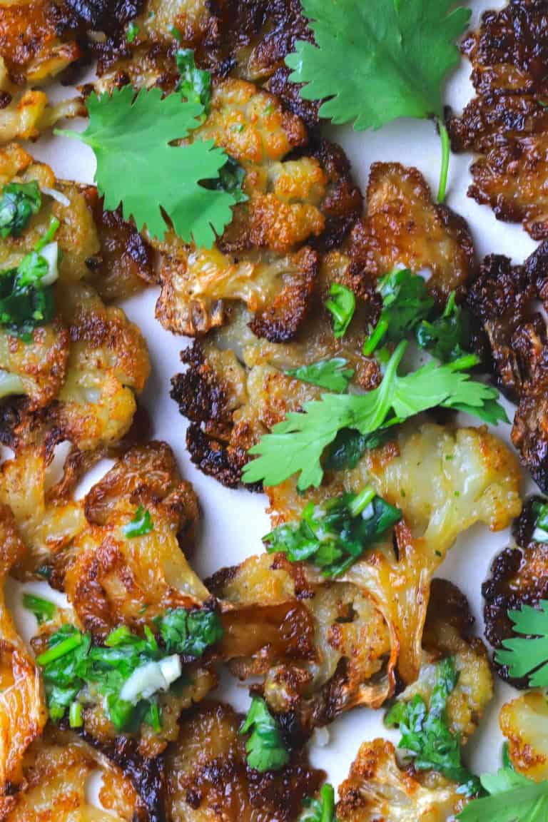 Crispy Smashed Cauliflower with Cilantro Lime Dressing - I Hacked Diabetes